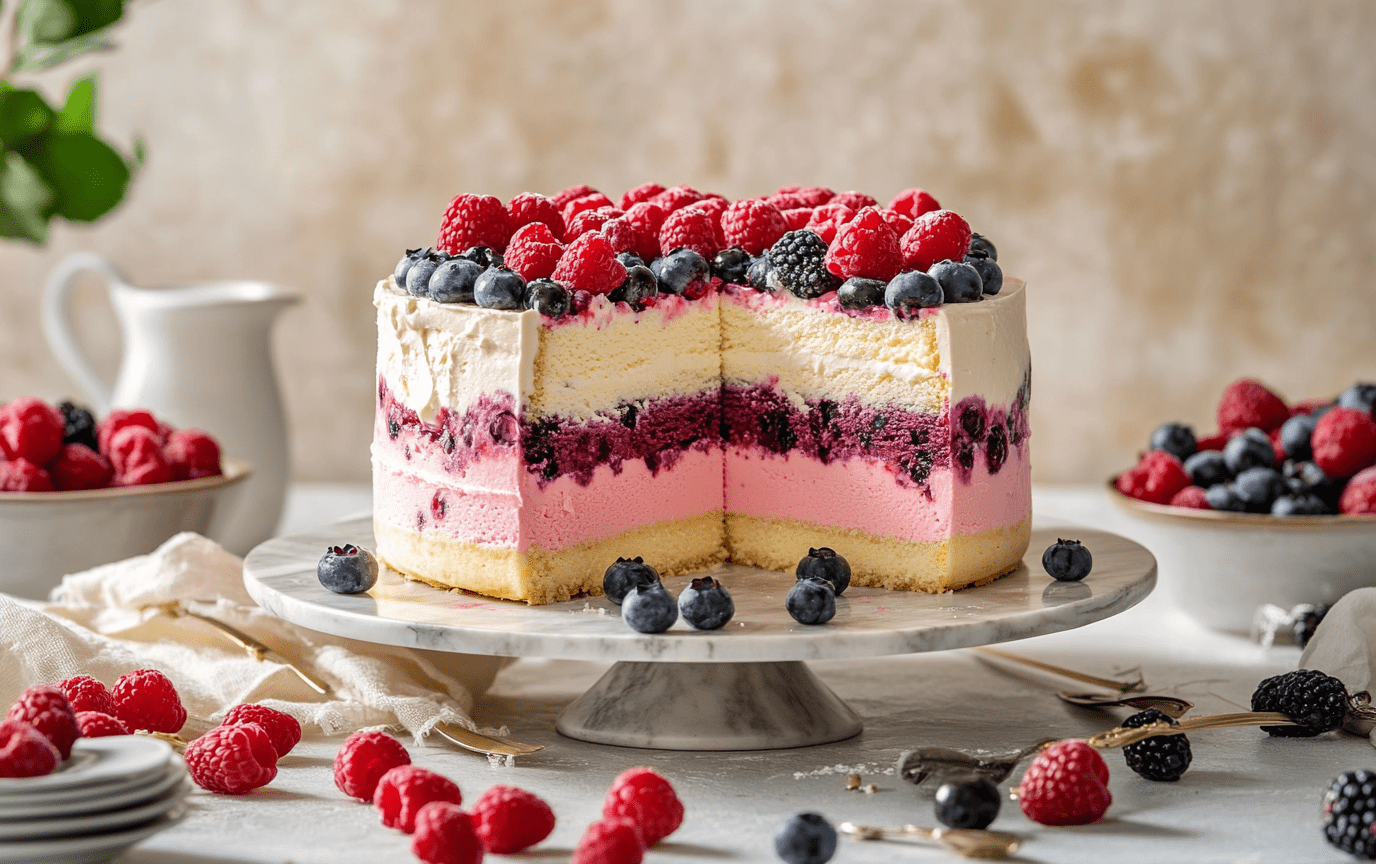 Vegan Berry Ice Cream Cake - Light Orange Bean