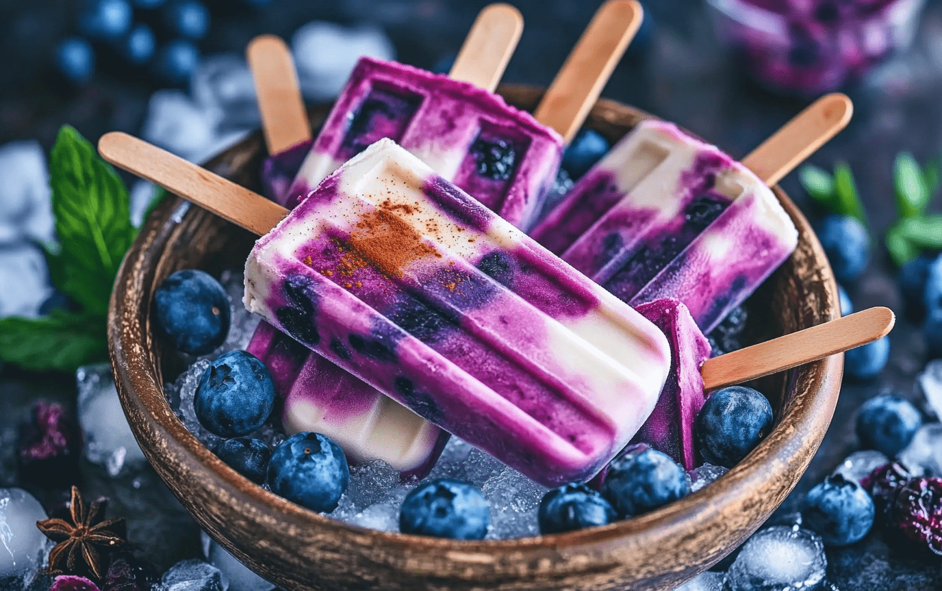 Best Creamy Blueberry Chai Popsicles - Light Orange Bean