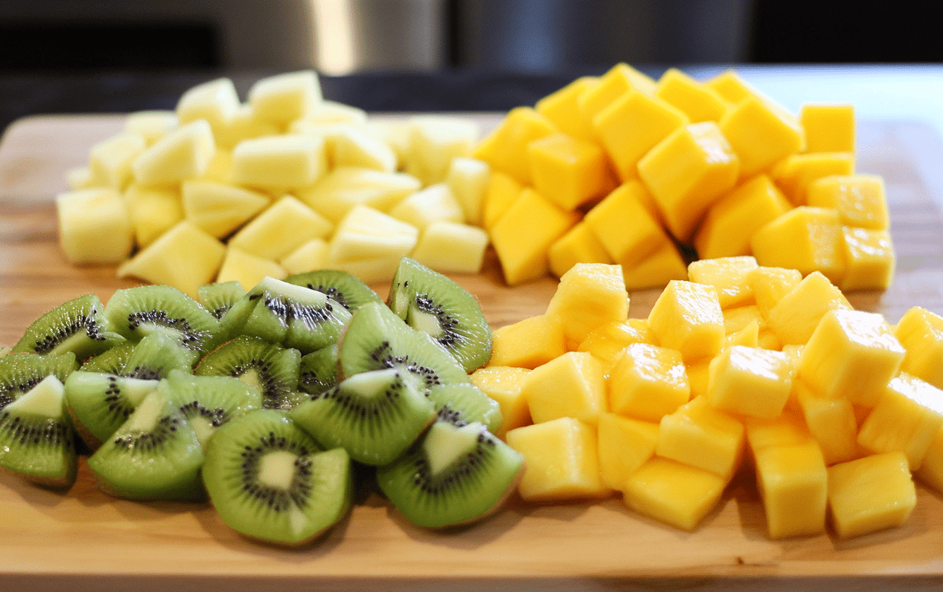 Tropical Fruit Skewers with Coconut and Lime - Light Orange Bean