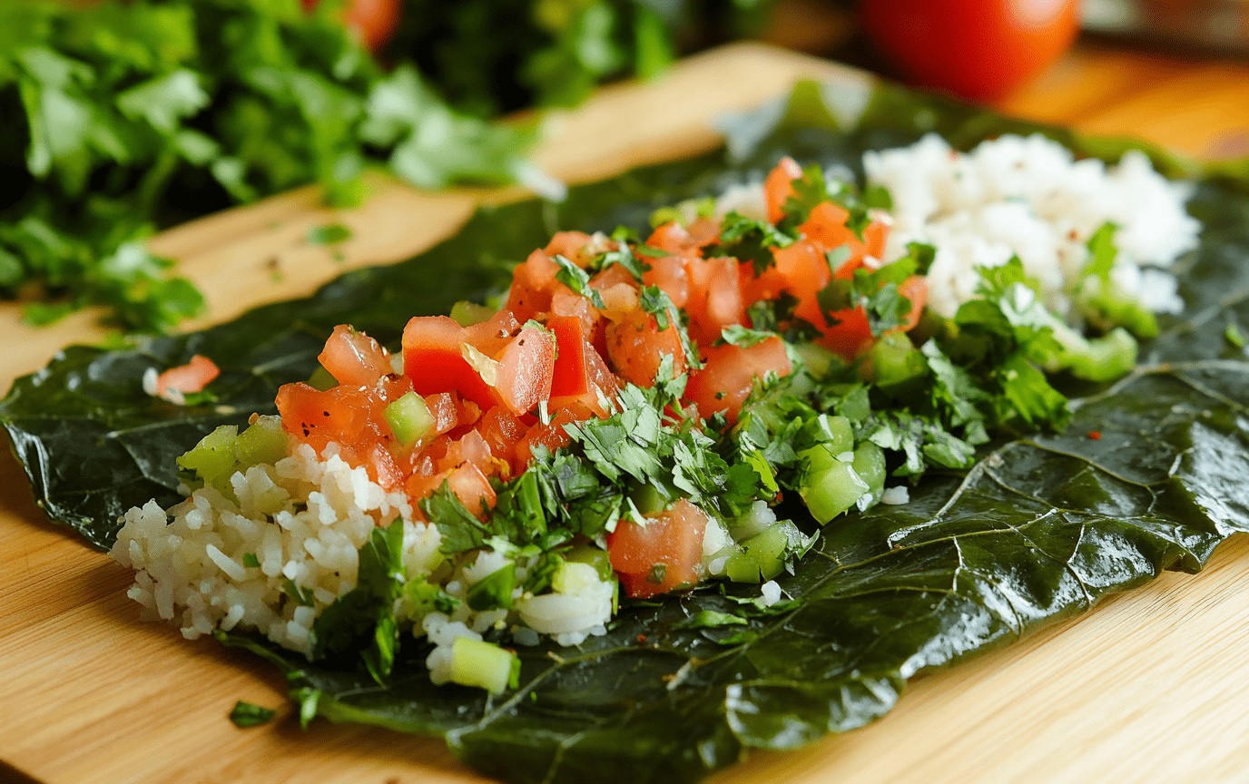 Mediterranean Rice-Stuffed Grape Leaves - Light Orange Bean
