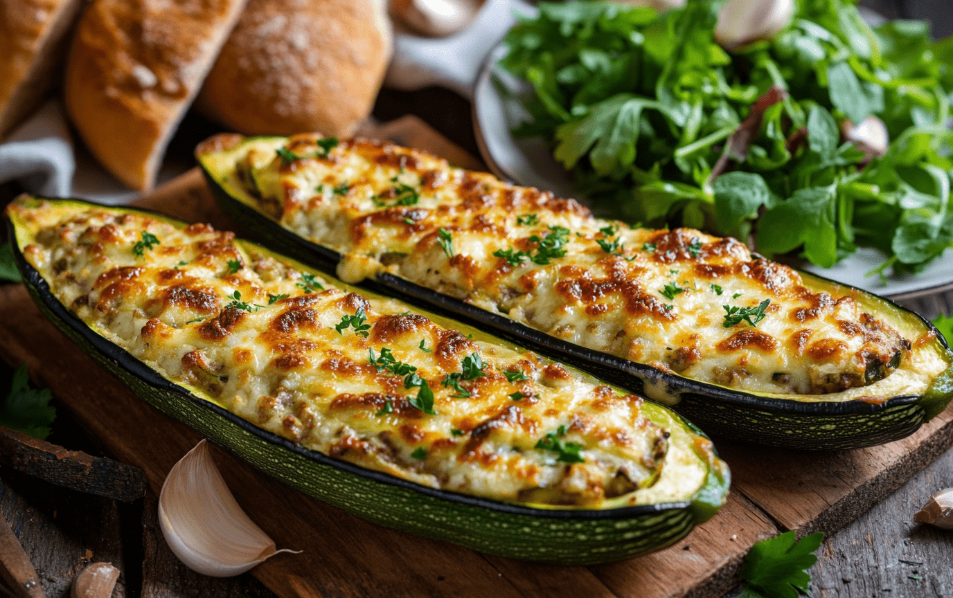 Greek Stuffed Zucchini Boats - Light Orange Bean