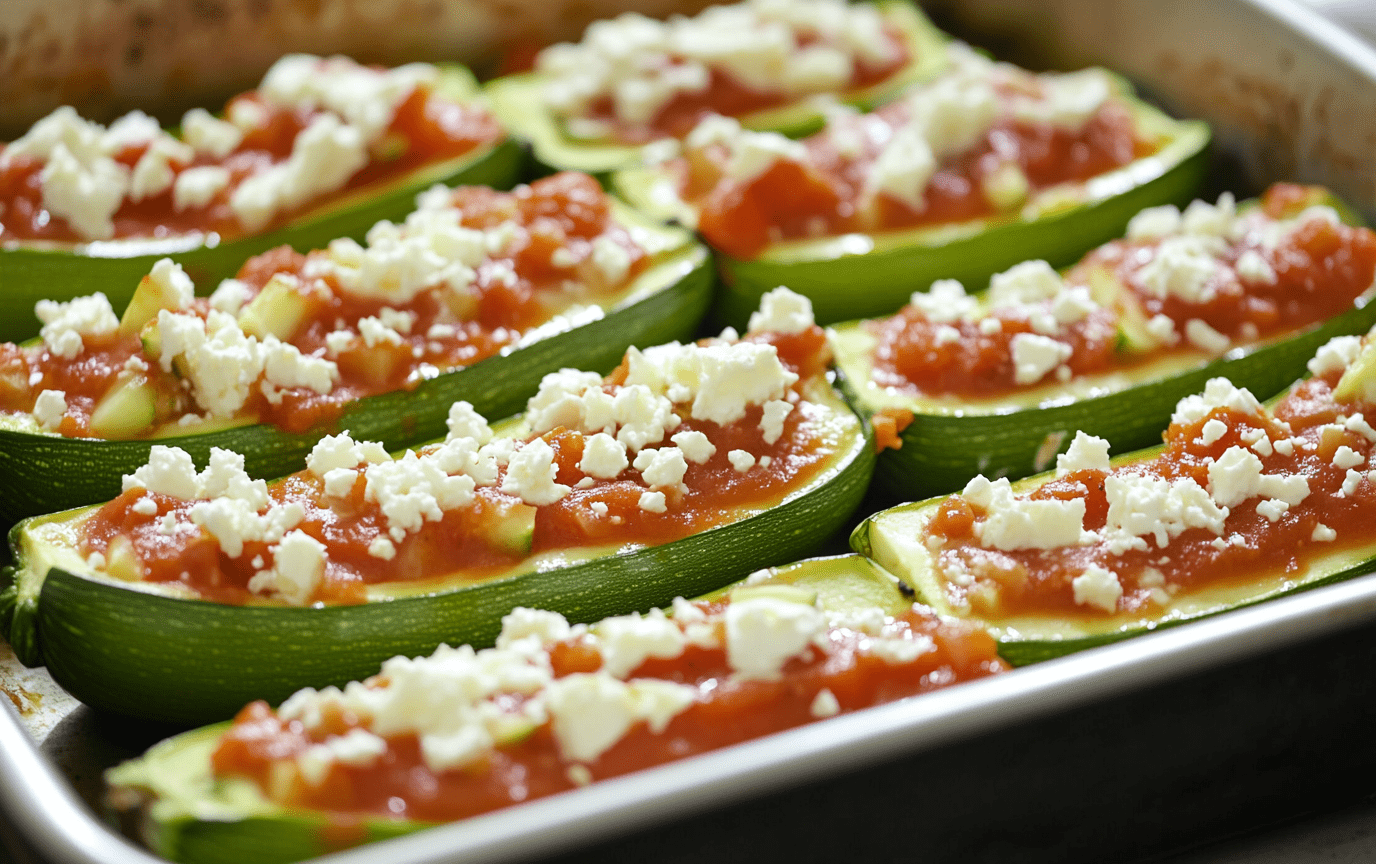 Greek Stuffed Zucchini Boats - Light Orange Bean