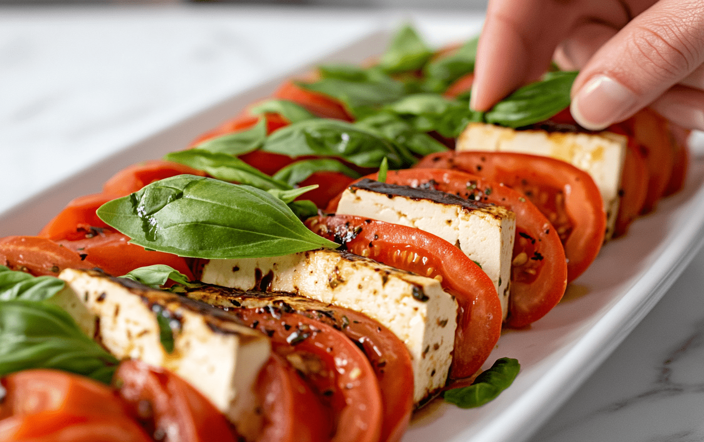 Vegan Tofu Caprese Salad - Light Orange Bean