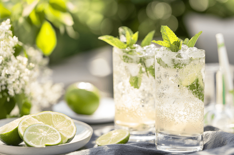 Sparkling Mint Elderflower Cocktail - Light Orange Bean