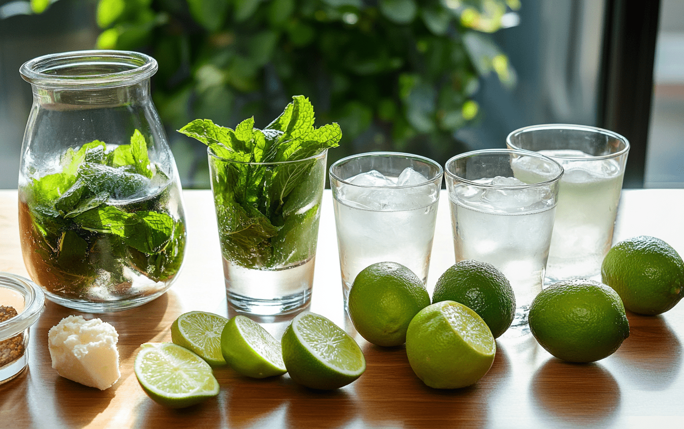 Sparkling Mint Elderflower Cocktail - Light Orange Bean