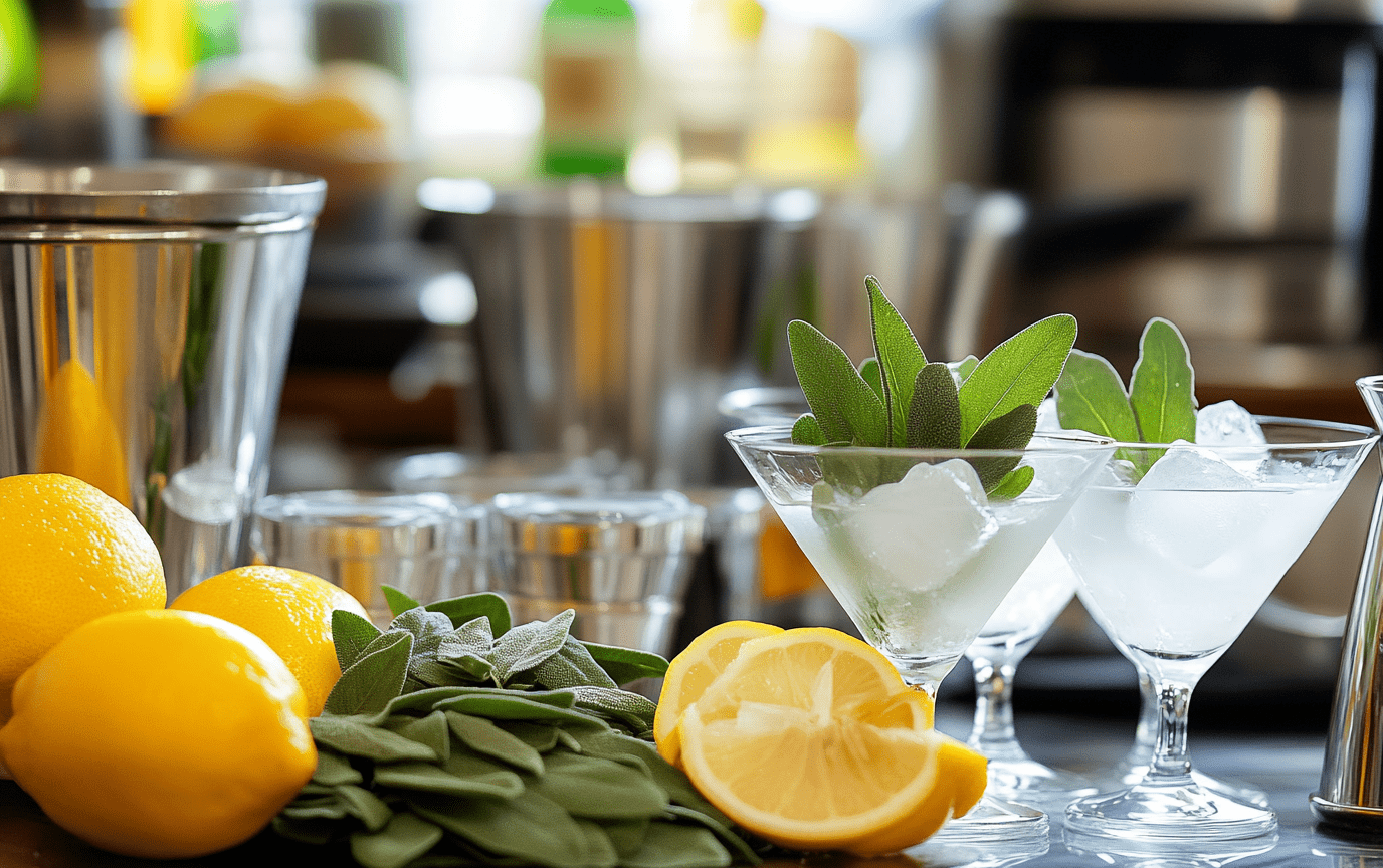 Sage-Infused Gin Cocktail - Light Orange Bean
