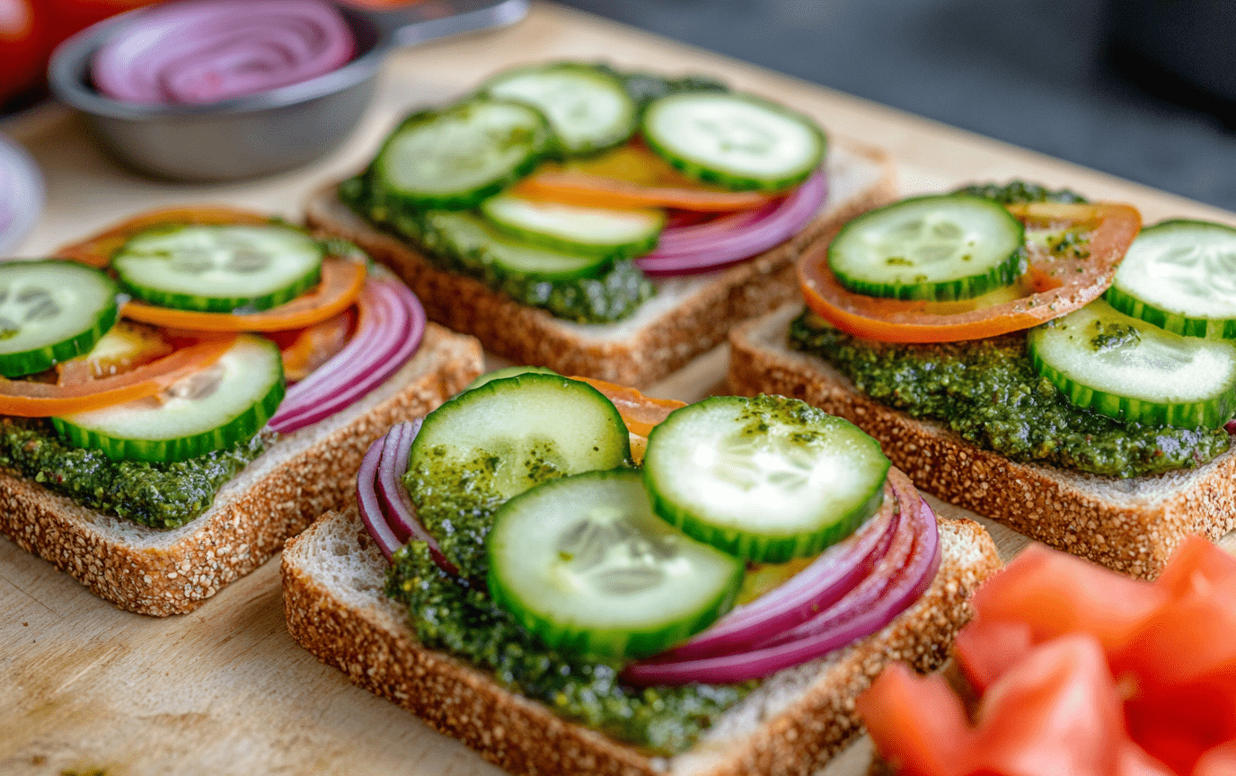 Veggie Delight Sandwiches with Herb Chutney - Light Orange Bean