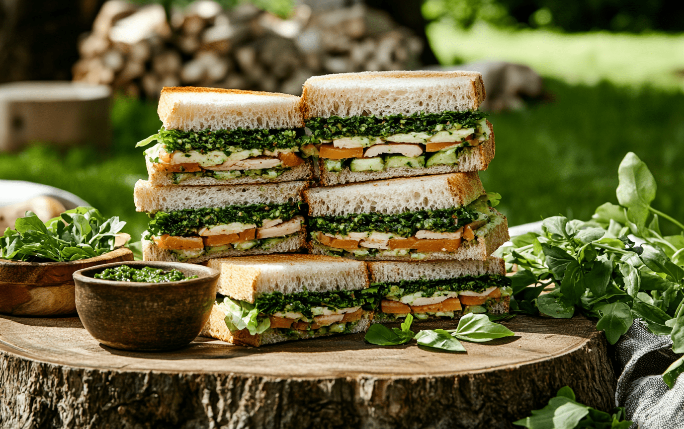 Veggie Delight Sandwiches with Herb Chutney - Light Orange Bean