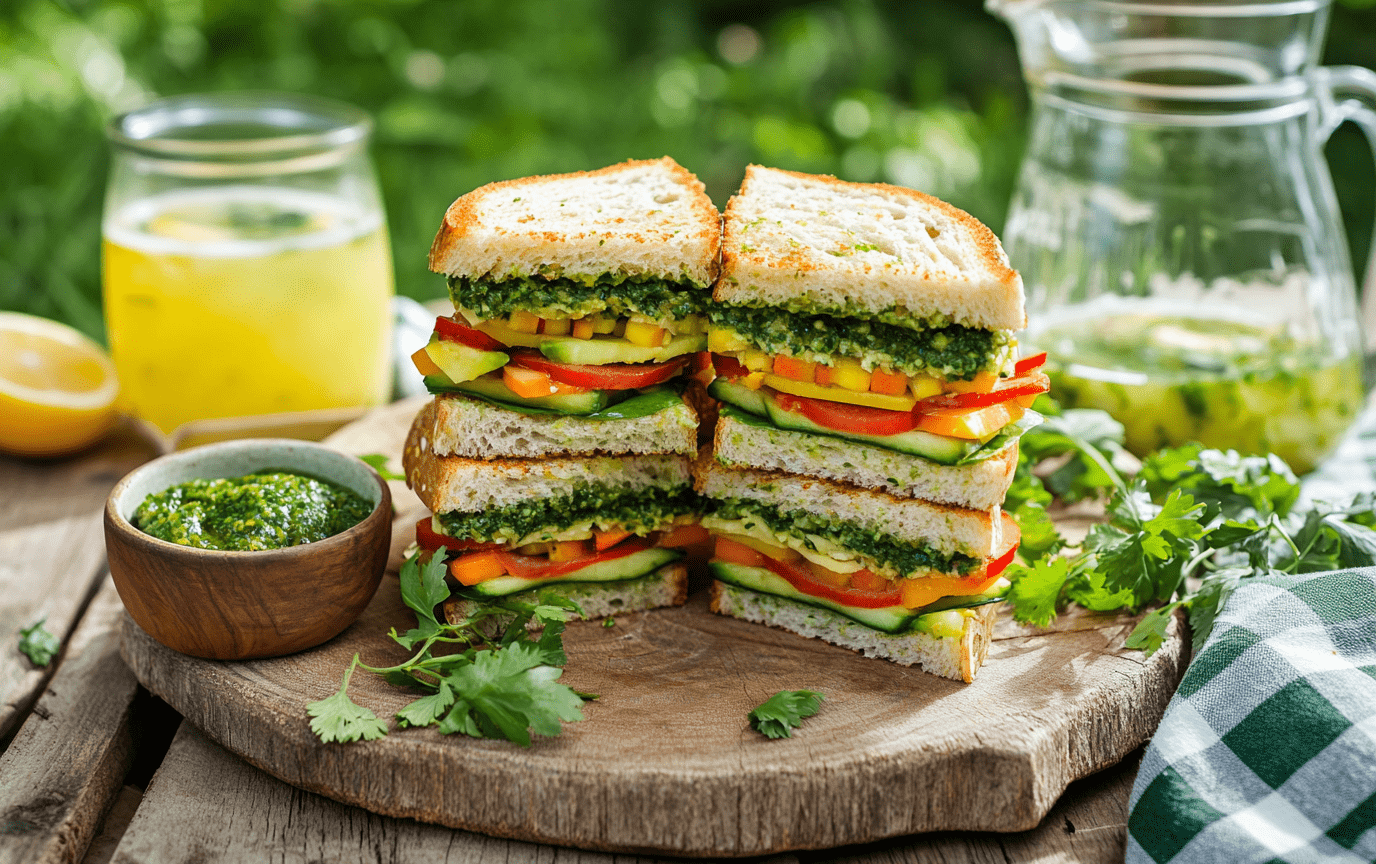 Veggie Delight Sandwiches with Herb Chutney - Light Orange Bean