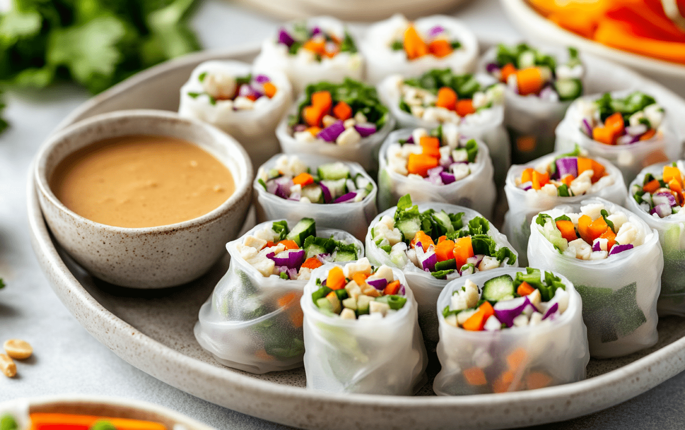 Vegan Tempeh Spring Rolls - Light Orange Bean