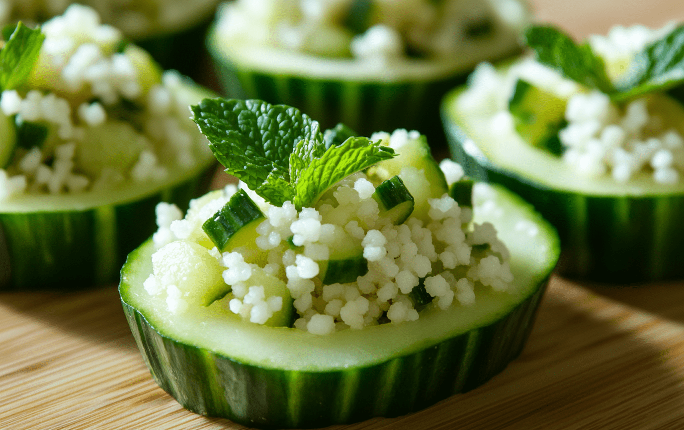 Easy Spiced Couscous Cucumber Cups - Light Orange Bean
