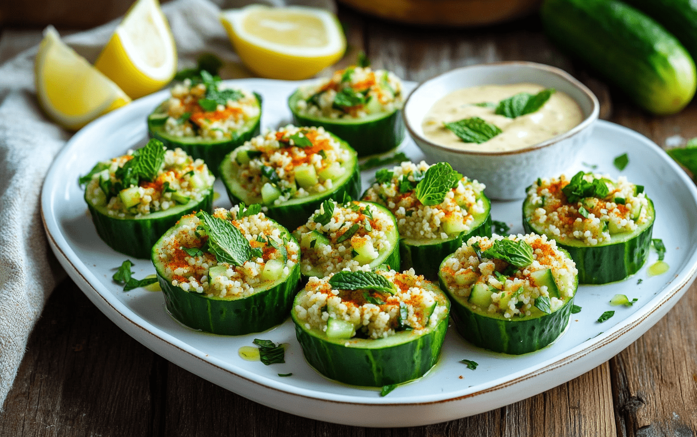 Easy Spiced Couscous Cucumber Cups - Light Orange Bean