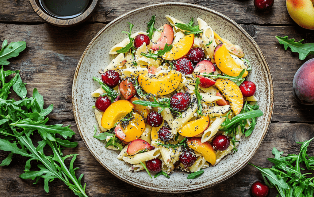 Refreshing Summer Stone Fruit Pasta Salad - Light Orange Bean