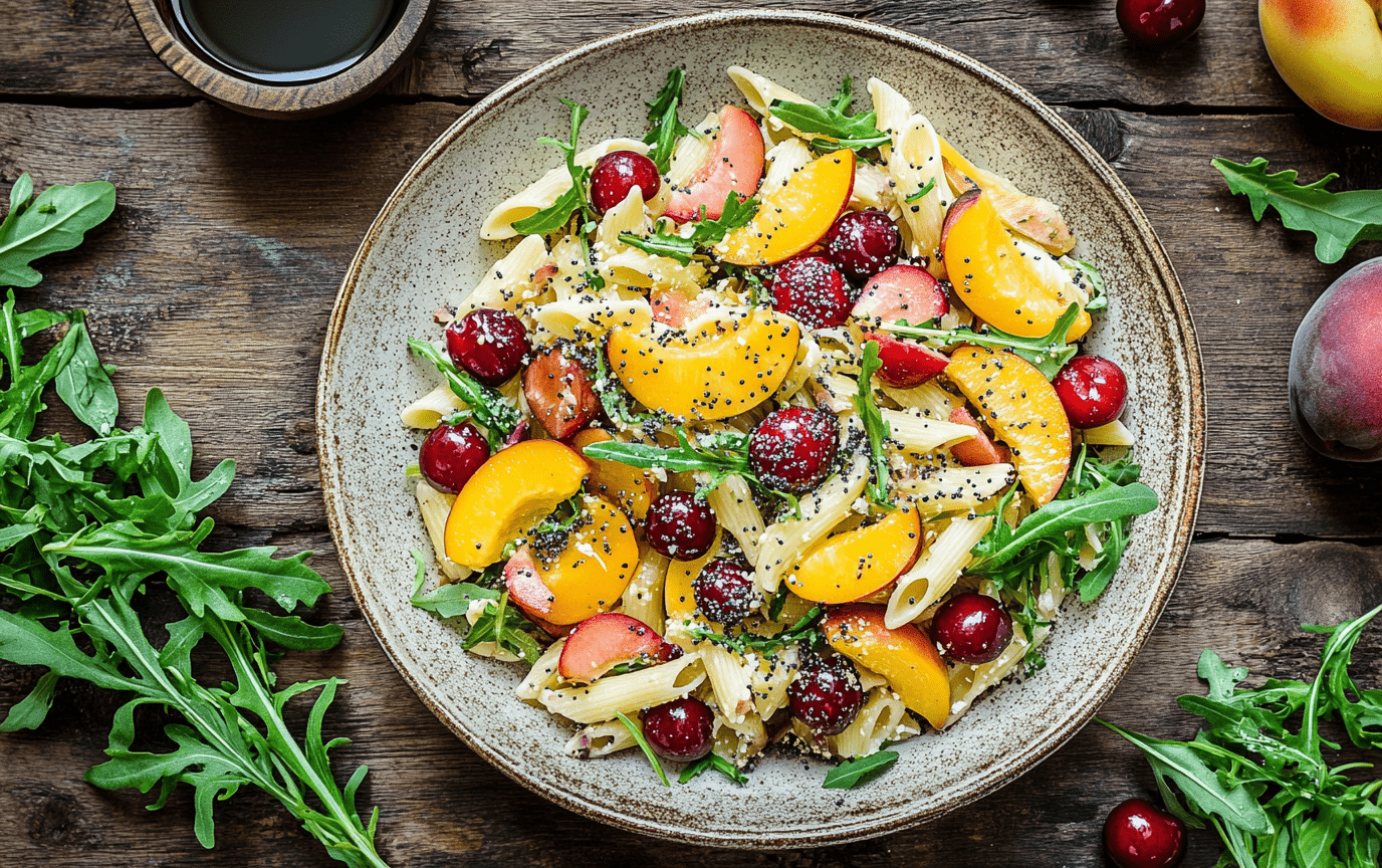 Refreshing Summer Stone Fruit Pasta Salad - Light Orange Bean