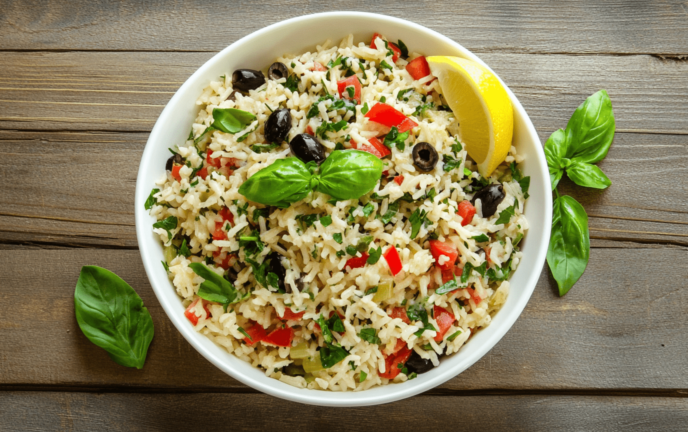 Easy Mediterranean Rice Salad - Light Orange Bean