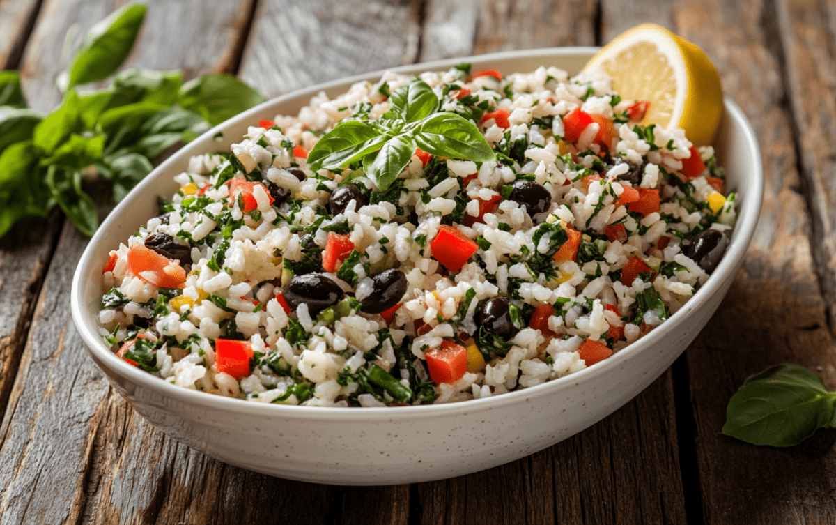 Easy Mediterranean Rice Salad - Light Orange Bean