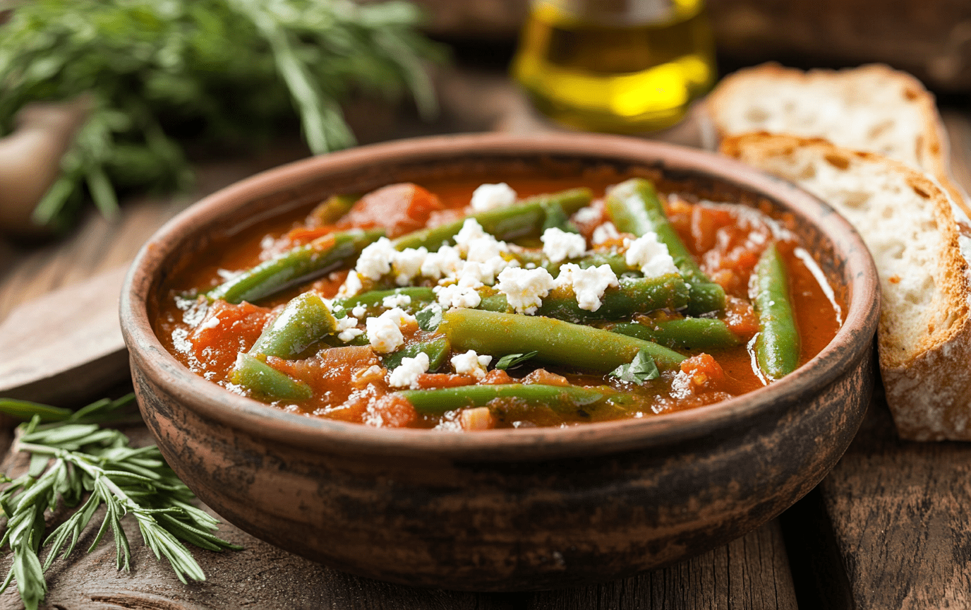 Easy Greek Green Bean Stew - Light Orange Bean
