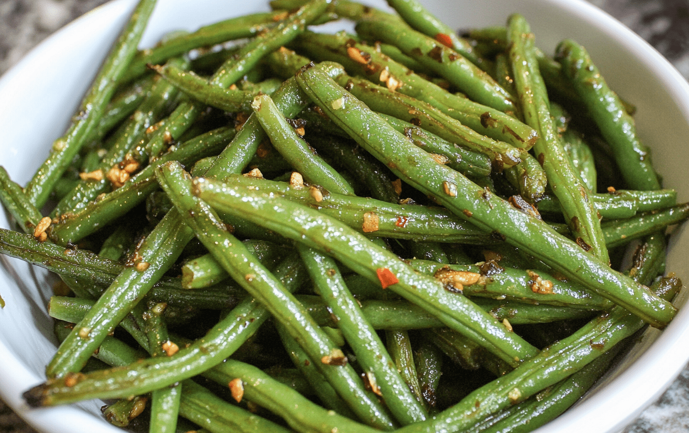 #1 Healthy Crispy Garlic Air Fryer Green Beans - Light Orange Bean