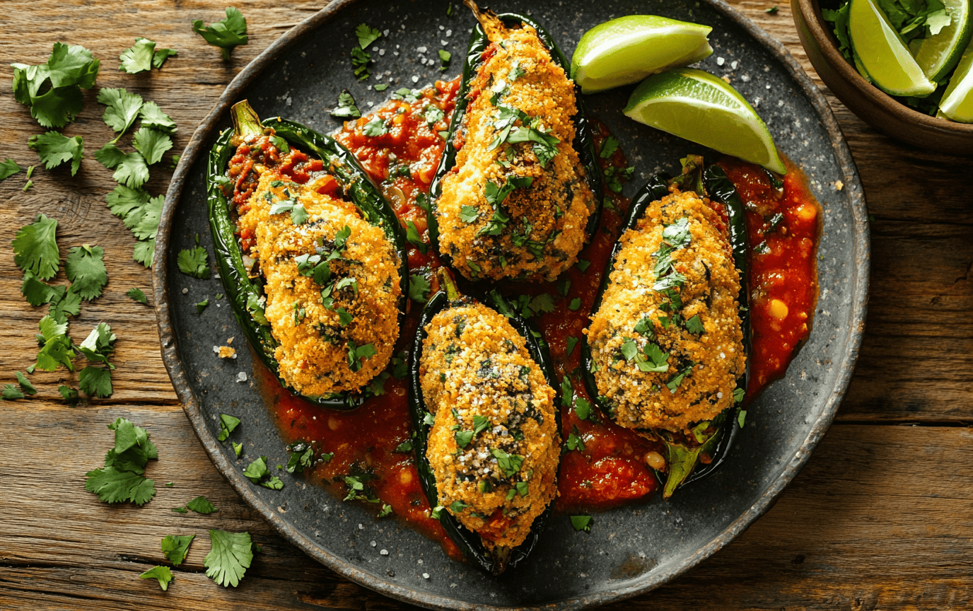 Vegan Chiles Rellenos Squares - Light Orange Bean