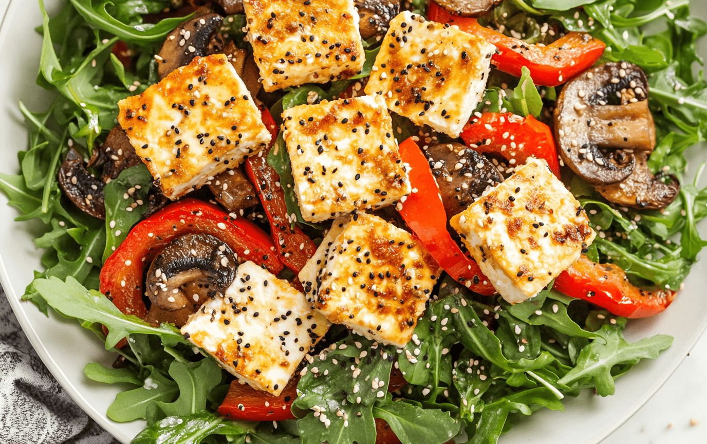 Grilled Veggie and Crispy Feta Salad - Light Orange Bean