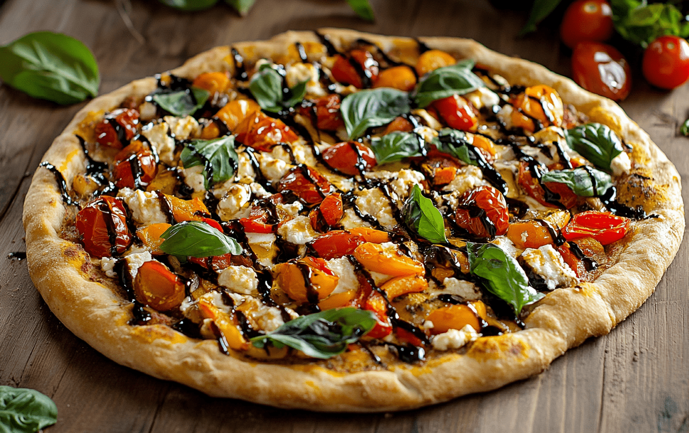 Roasted Veggie Pizza with Cashew Ricotta & Balsamic Drizzle - Light ...
