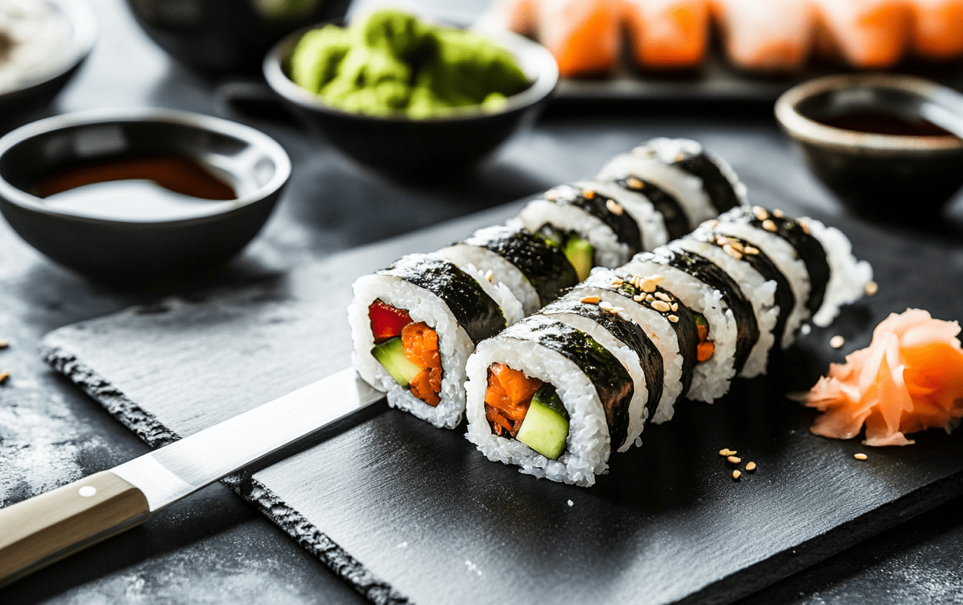 Delicious Veggie Sushi Rolls - Light Orange Bean