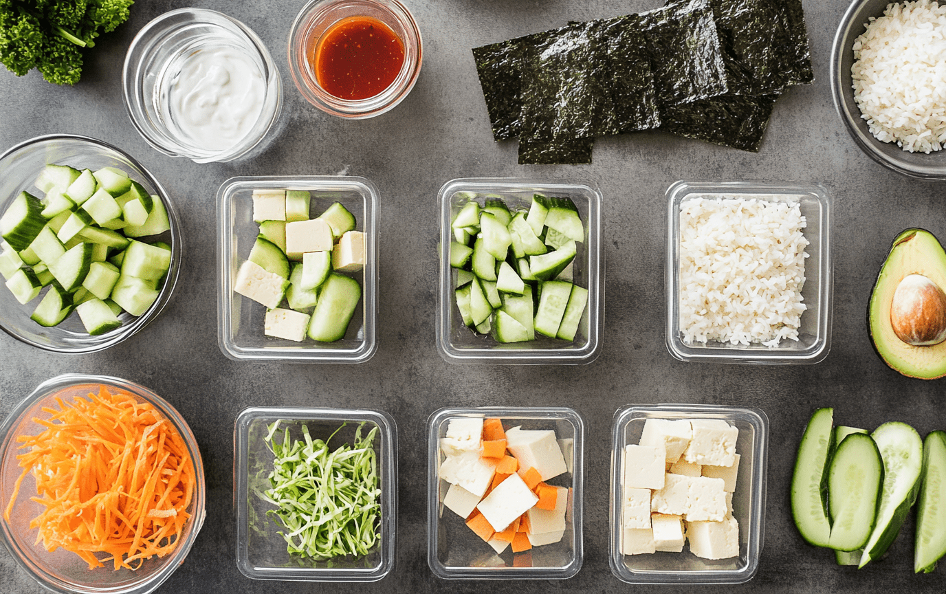 Delicious Veggie Sushi Rolls - Light Orange Bean