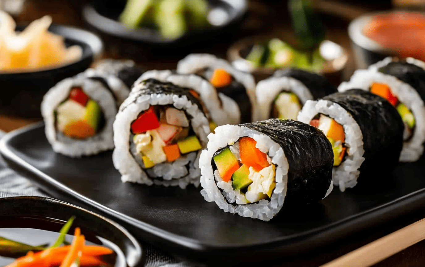 Delicious Veggie Sushi Rolls - Light Orange Bean