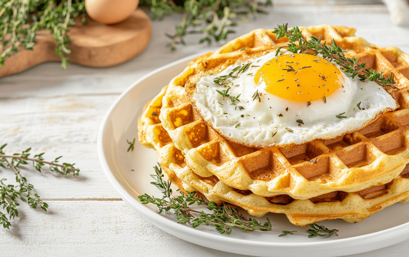 Easy Herb-Infused Savory Waffles - Light Orange Bean