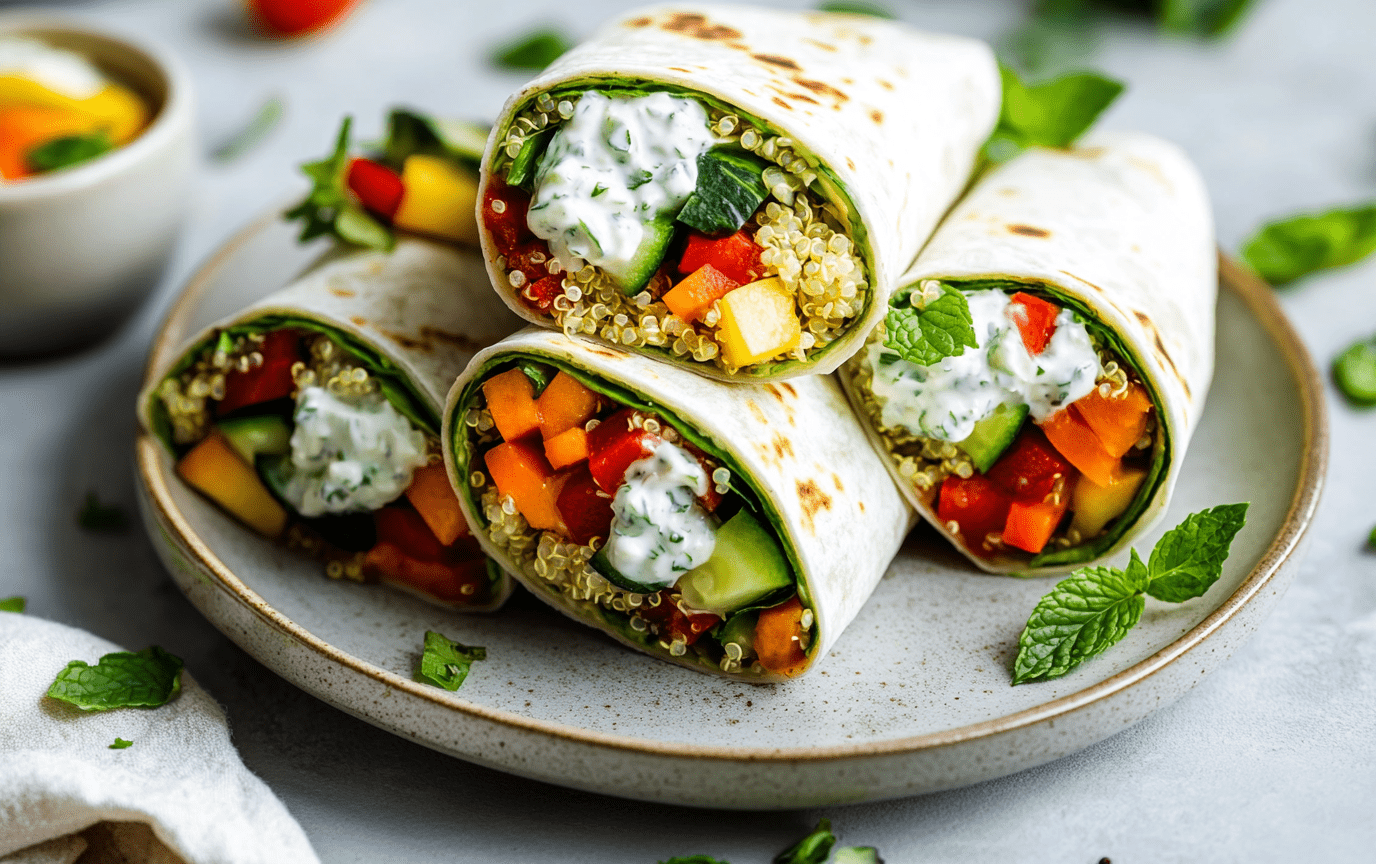 Easy Greek Veggie Wraps with Tzatziki - Light Orange Bean