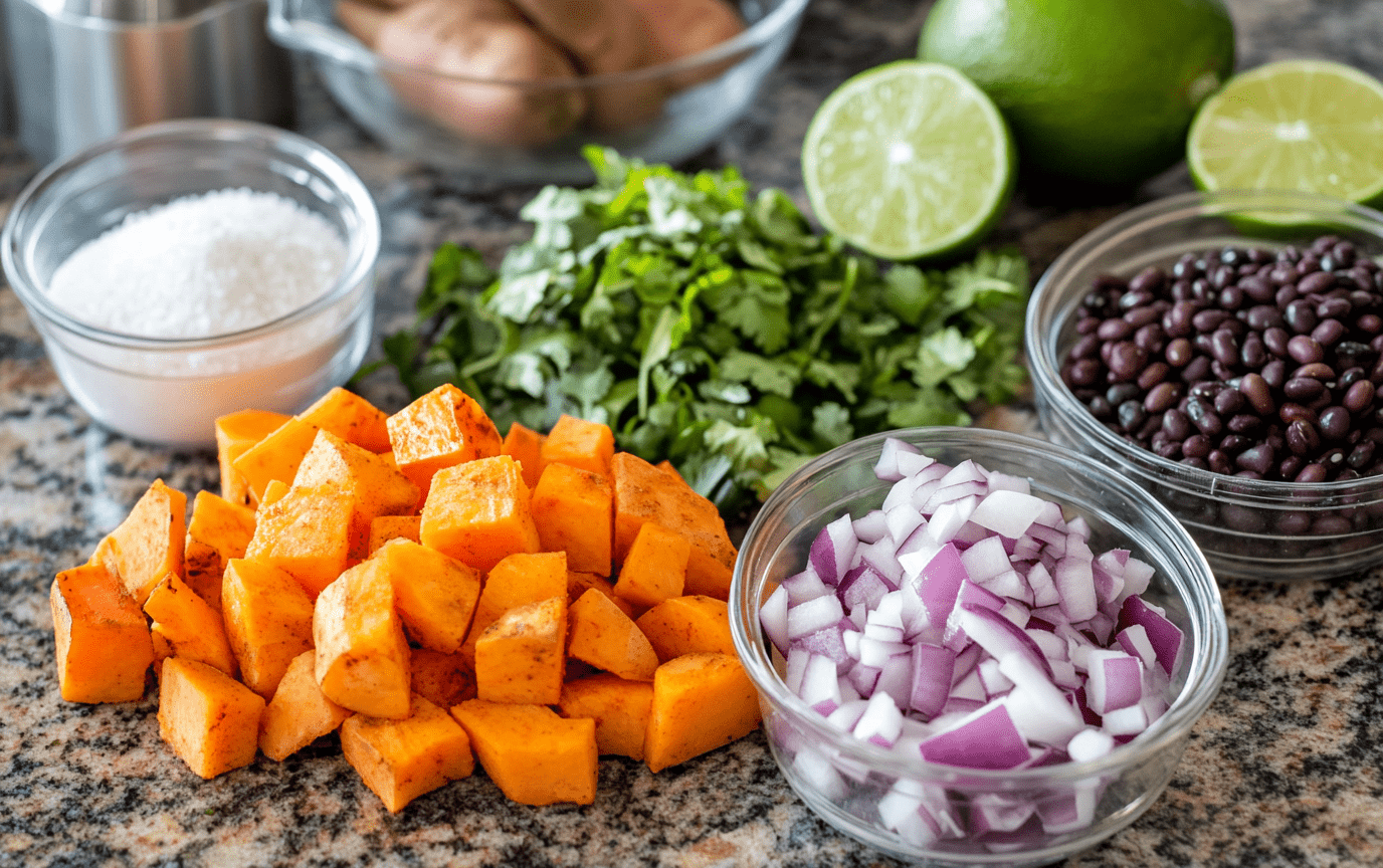 Roasted Sweet Potato and Black Bean Salad - Light Orange Bean