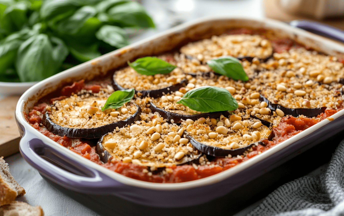 Easy Eggplant Tomato Bake - Light Orange Bean