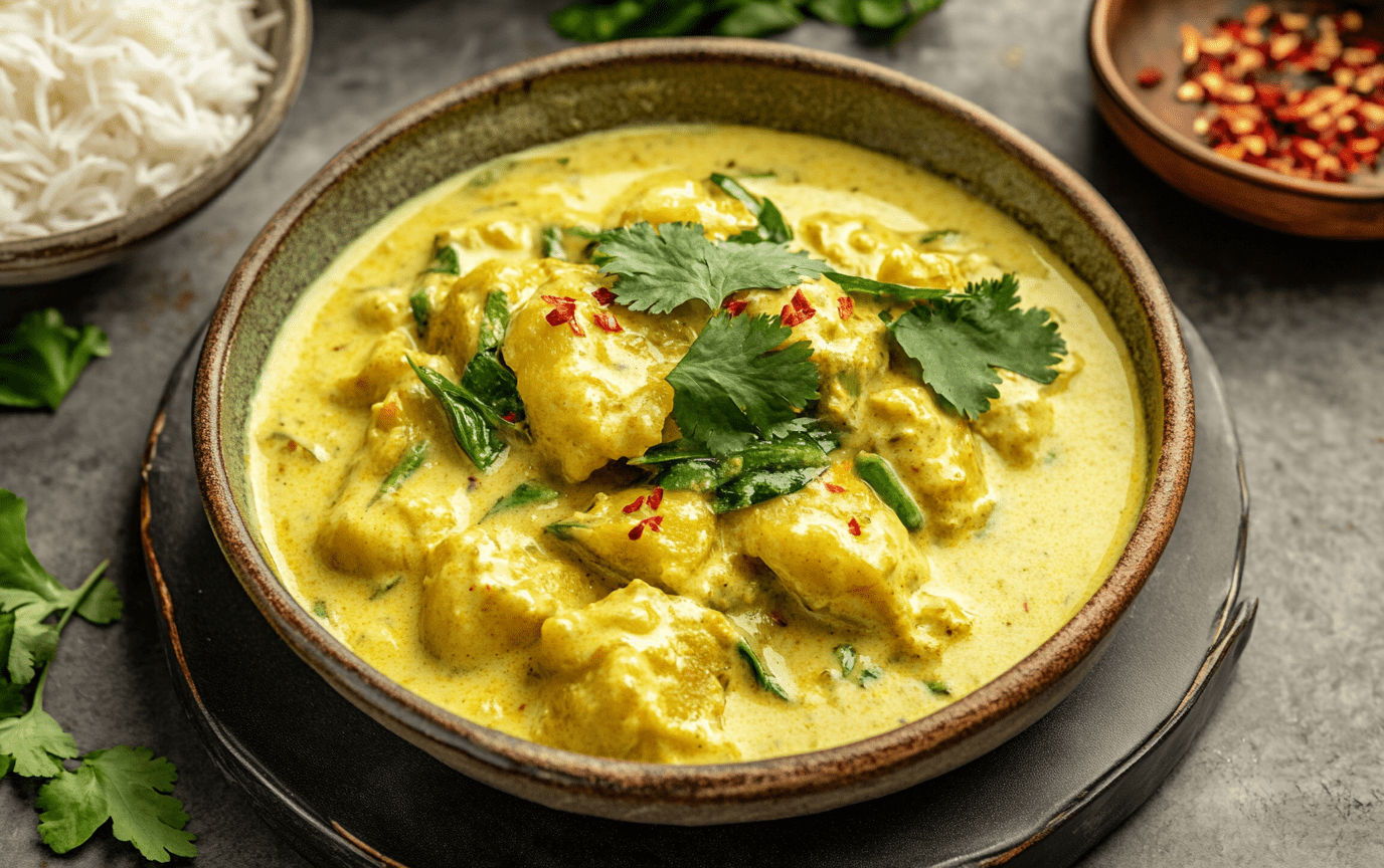 Easy Colocasia Yogurt Curry - Light Orange Bean