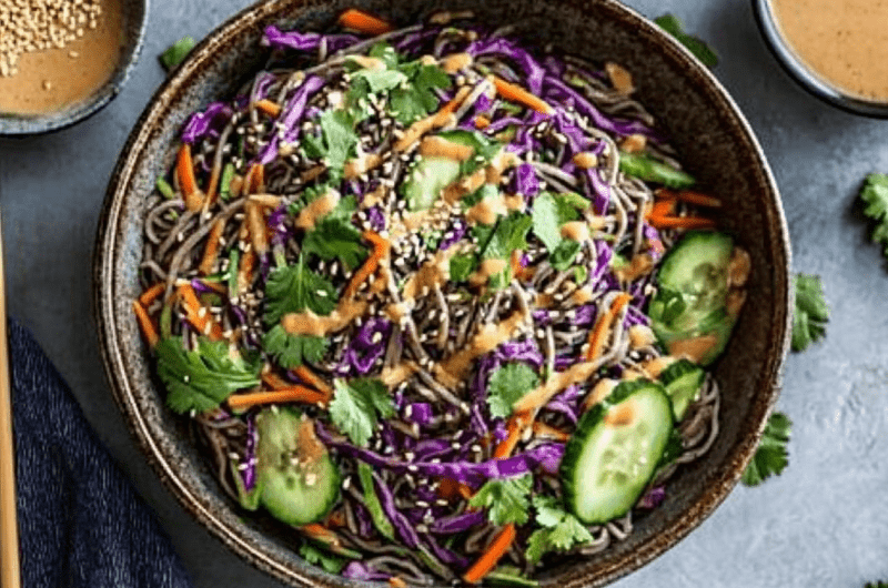 Perfect Chilled Soba Salad with Nutty Dressing - Light Orange Bean