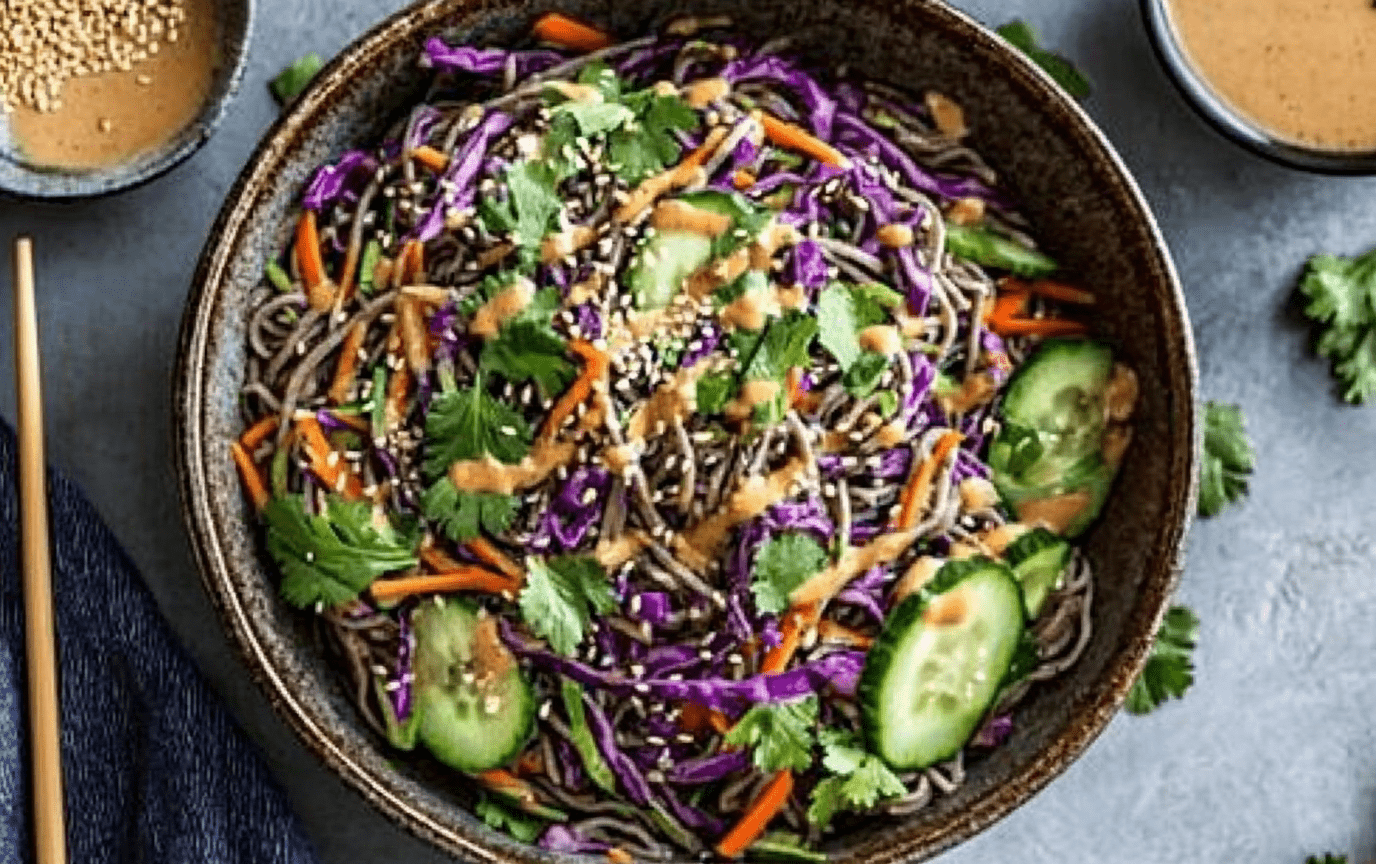 Perfect Chilled Soba Salad with Nutty Dressing - Light Orange Bean