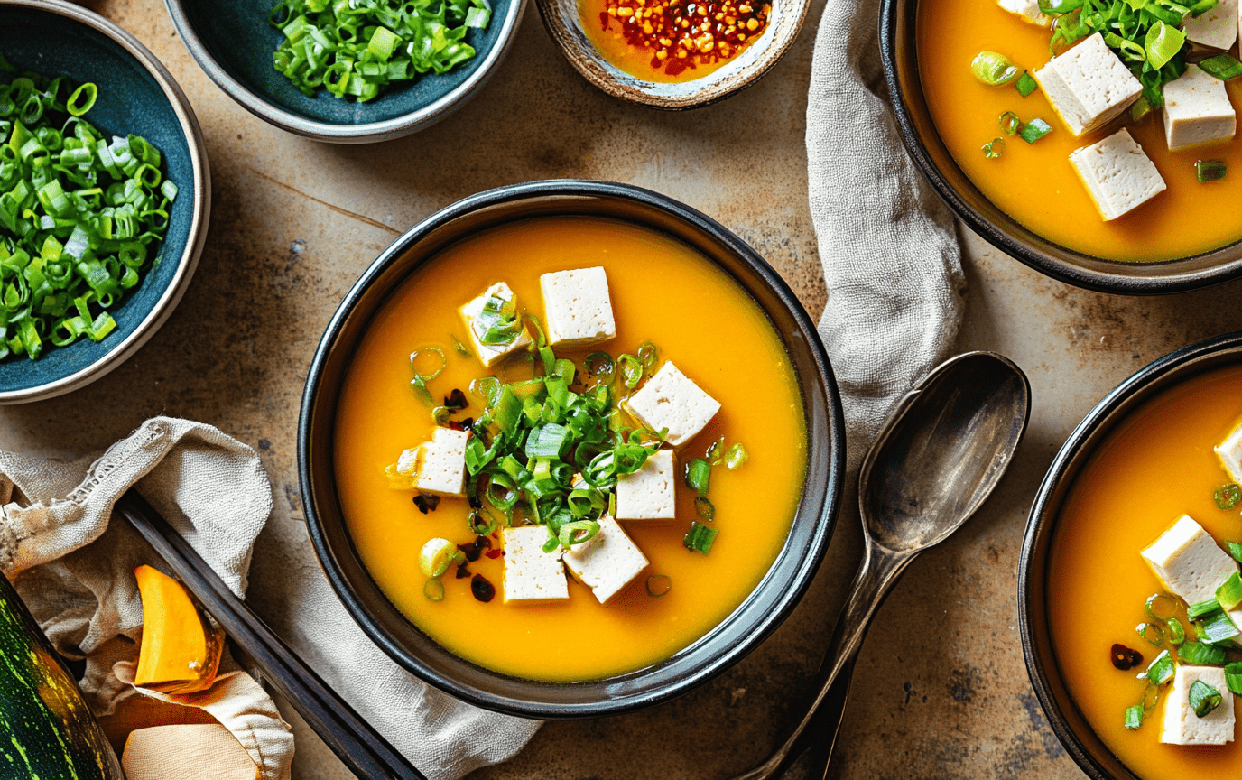 Easy Miso-Infused Kabocha Soup - Light Orange Bean