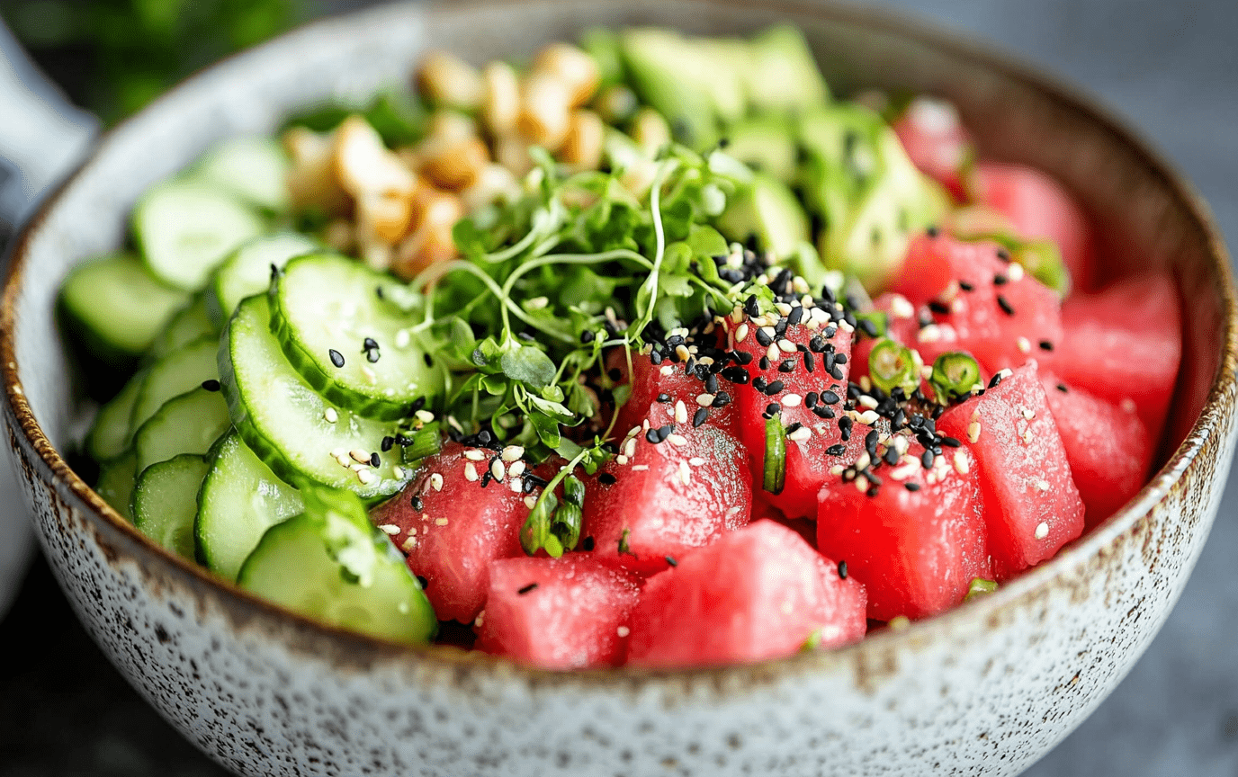 Refreshing Watermelon Poke Bowl - Light Orange Bean
