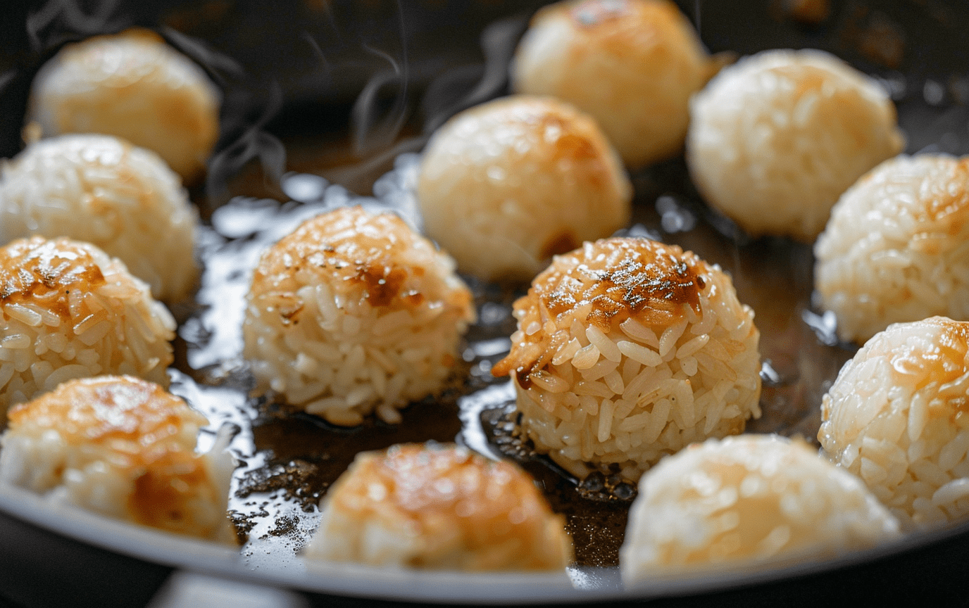 Grilled Rice Balls with Chickpea Filling - Light Orange Bean