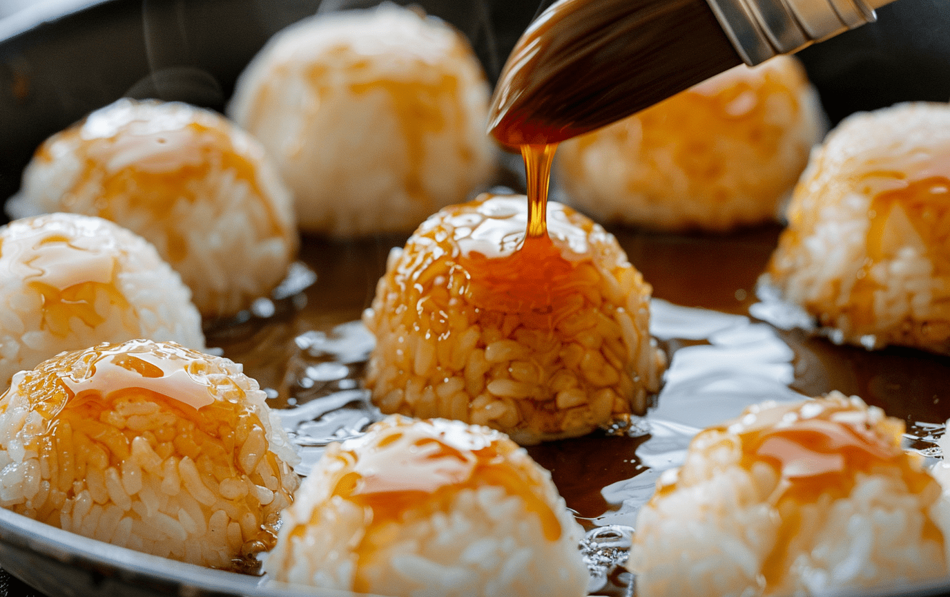 Grilled Rice Balls with Chickpea Filling - Light Orange Bean