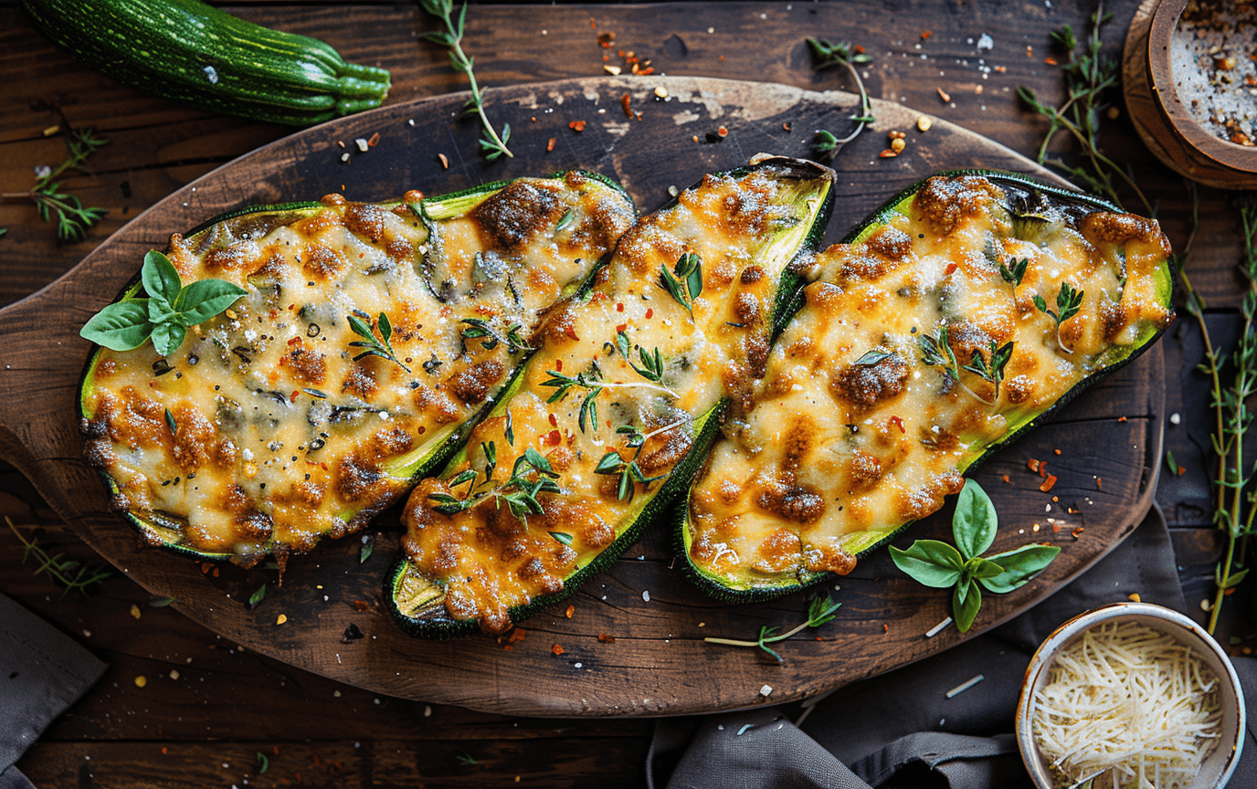 Cheesy Garlic Zucchini Steaks - Light Orange Bean