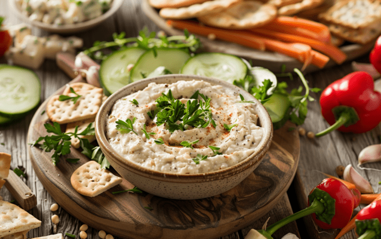 Garlic Herb Vegan Cheese Spread - Light Orange Bean