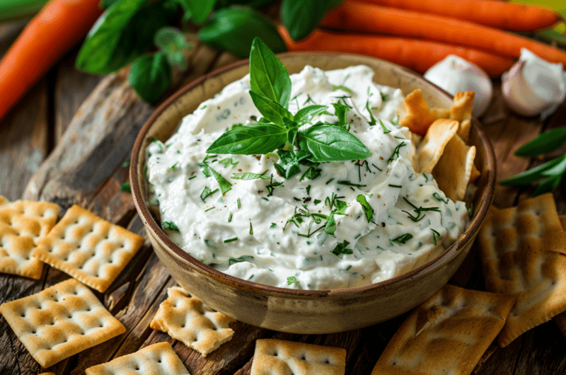 Garlic Herb Vegan Cheese Spread - Light Orange Bean