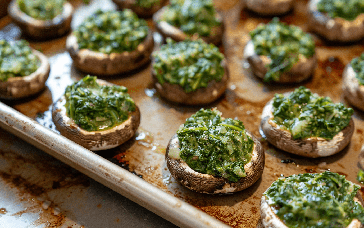 Cheesy Spinach Stuffed Mushrooms - Light Orange Bean