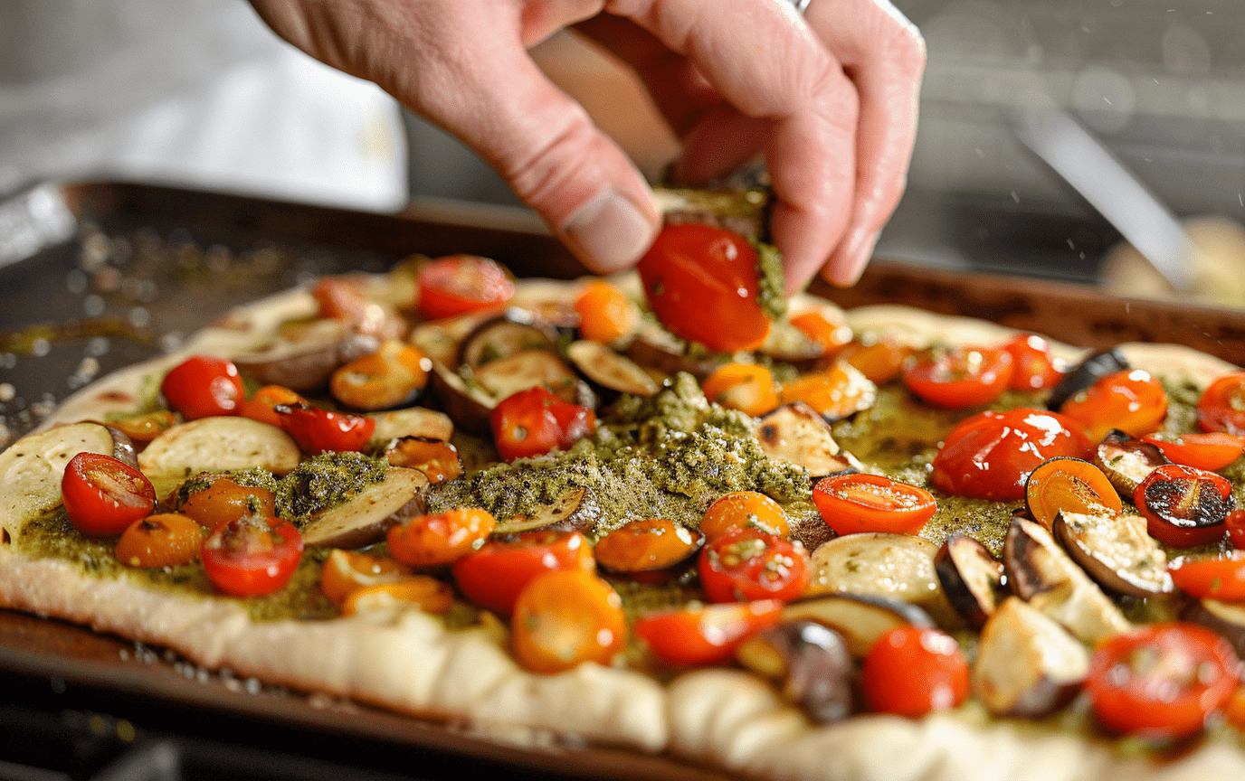 Colorful Vegan Flatbread Pizza - Light Orange Bean