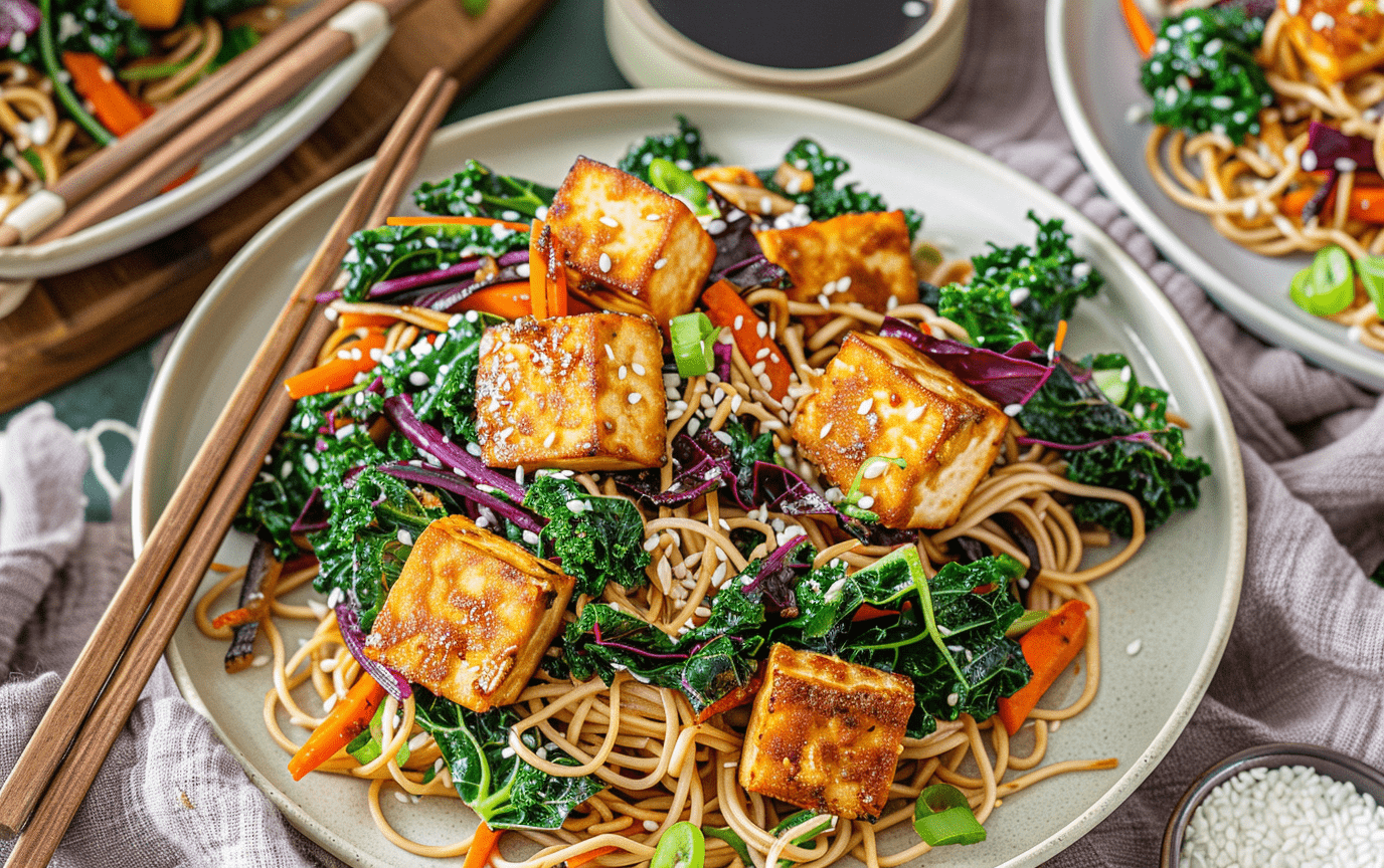 Tofu & Kale Stir Fry Delight - Light Orange Bean