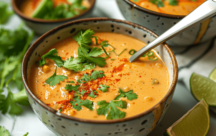Vegan Roasted Poblano Corn Chowder - Light Orange Bean