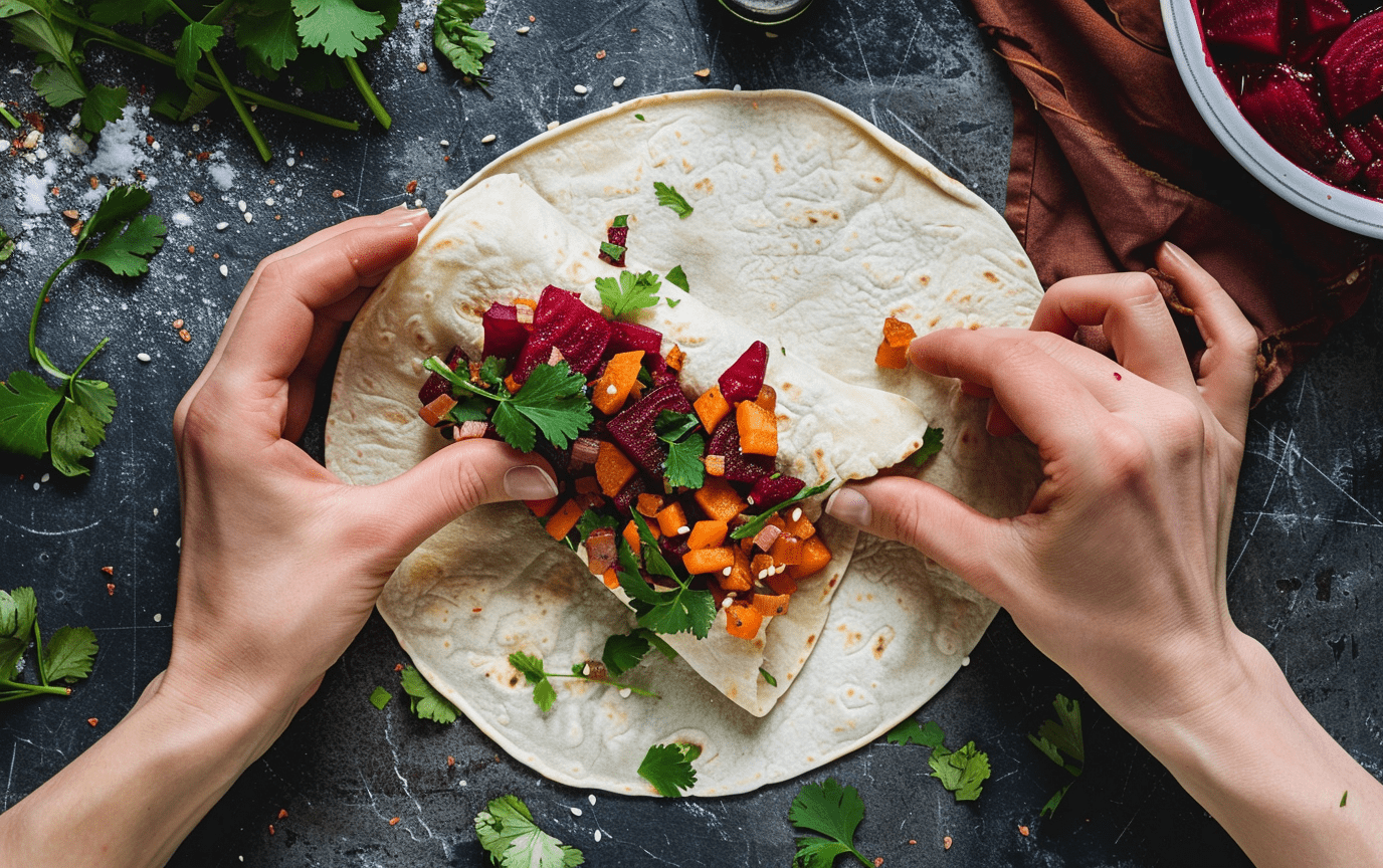 Vibrant Beet & Veggie Wrap - Light Orange Bean