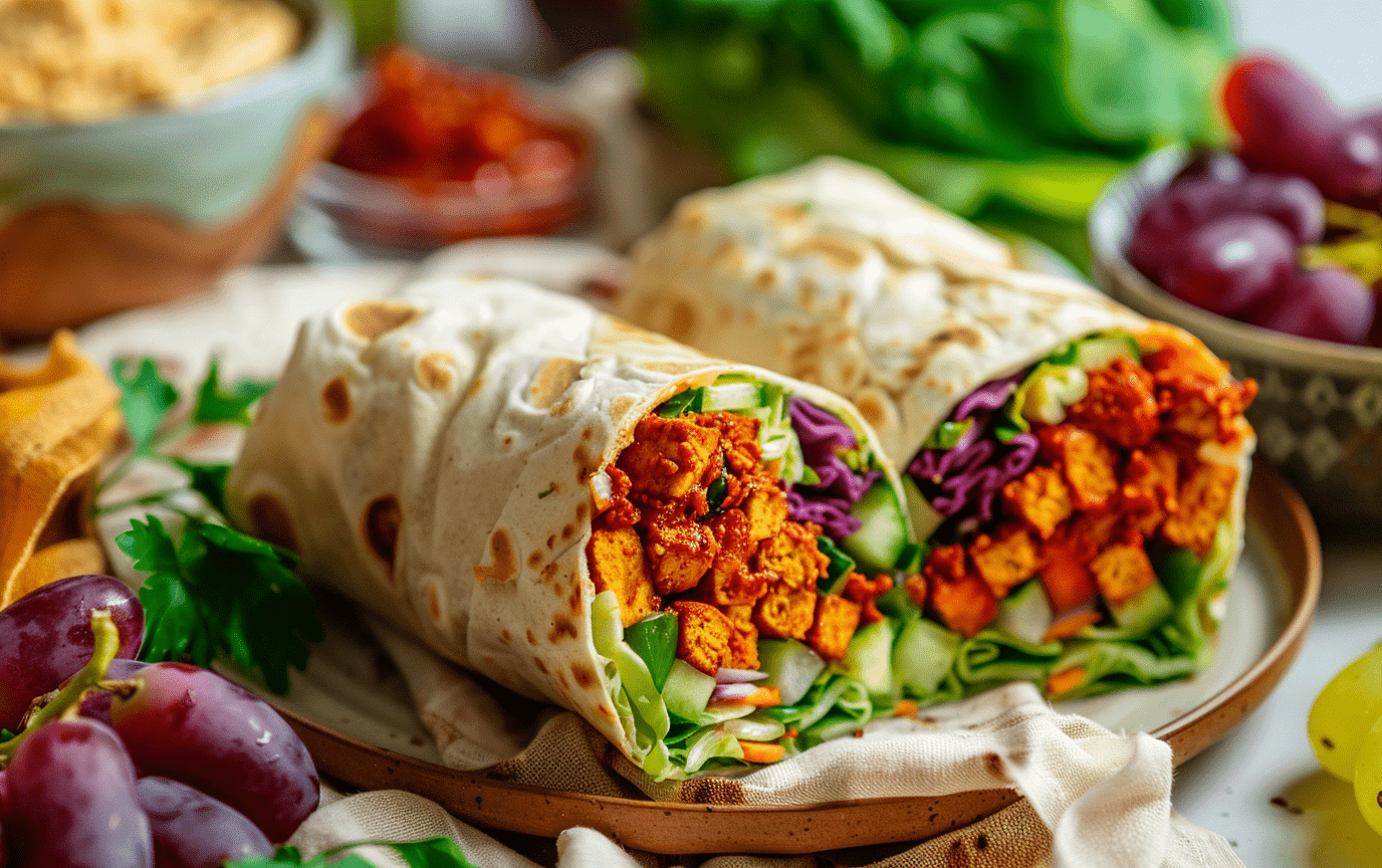 Best Spicy Tofu Veggie Wraps - Light Orange Bean