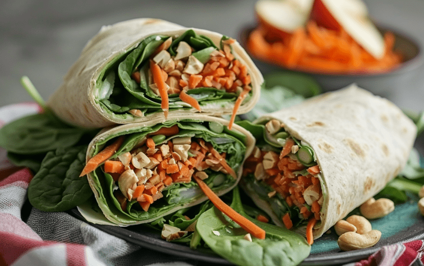 Perfect Spinach and Carrot Crunch Wrap - Light Orange Bean