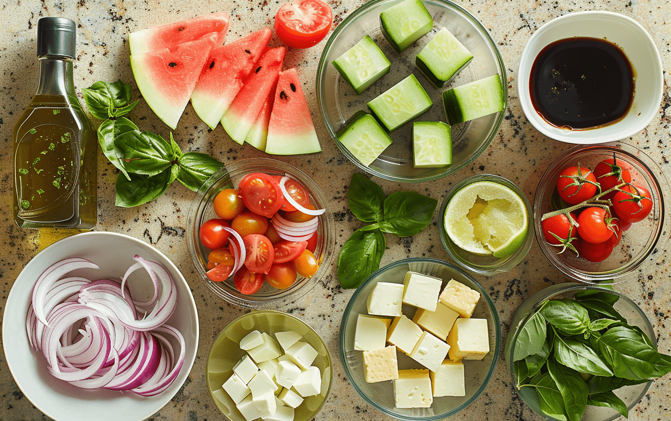 Grilled Cheese Halloumi and Watermelon Salad - Light Orange Bean
